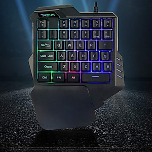 HiGOGO G30 Wired 35 Keys One-Handed Gaming Keypad, Rainbow LED Backlight with Large Wrist Pad (Black)