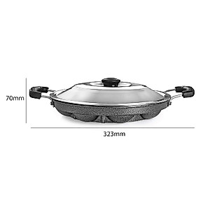 Cello Non-Stick 12 Cavity Appam Patra 2 Side Handle with Stainless Steel Lid