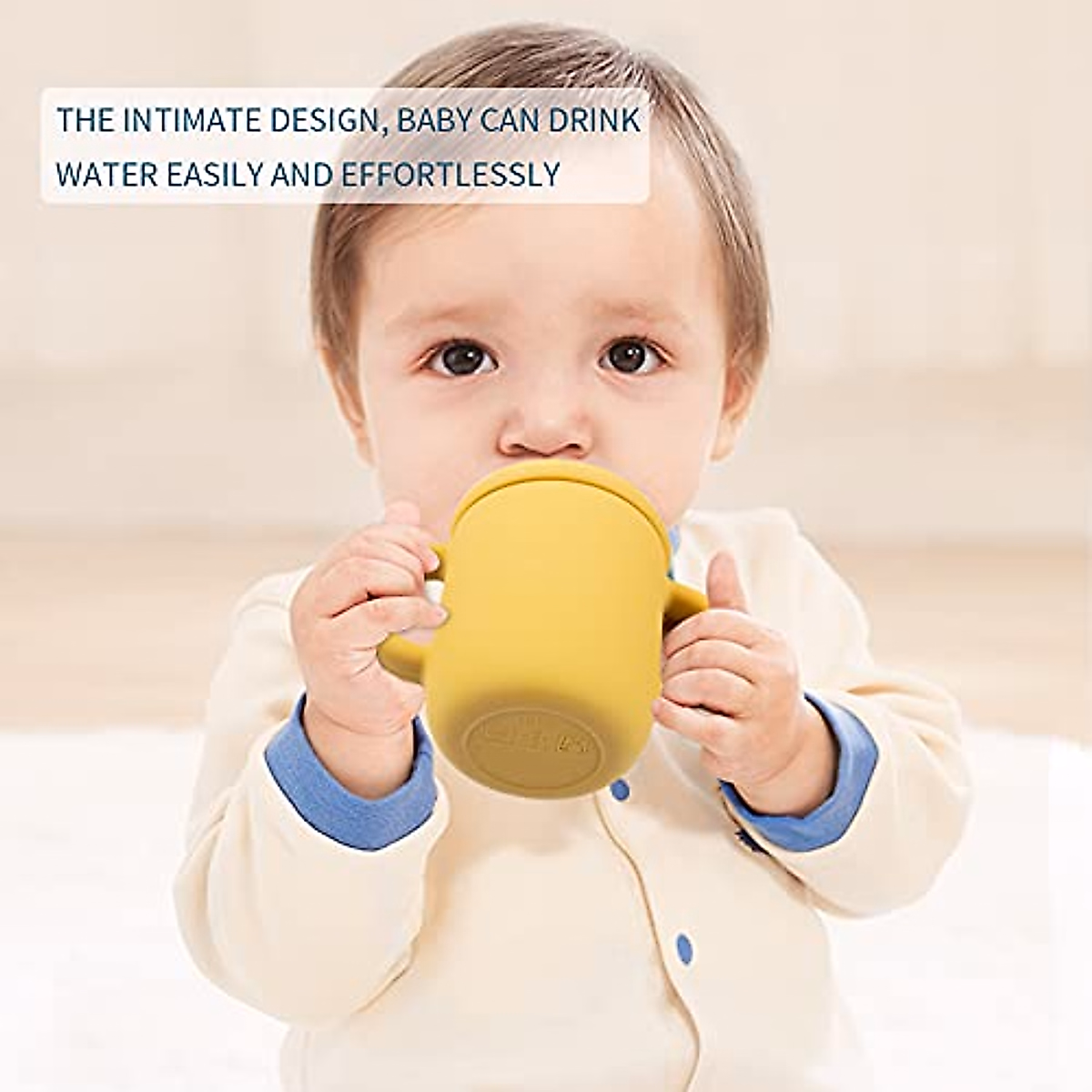 Toddler Cup, Silicone Training Cup Sippy Cup with Straw, Spill Proof and Non-Slip Handles, NO BPA, Unbreakable, Trainer Cup for Babies Toddlers and Infants, 5 oz, 2 Count, Grey-blue, Pink