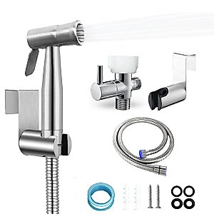 Toilet Handheld Bidet Sprayer Kit,Stainless Steel Toilet Bidet Sprayer Set Easy-to-Install for Cloth Diaper Sprayer,Sink Toilets Bidets Cleaning (Stainless Steel)