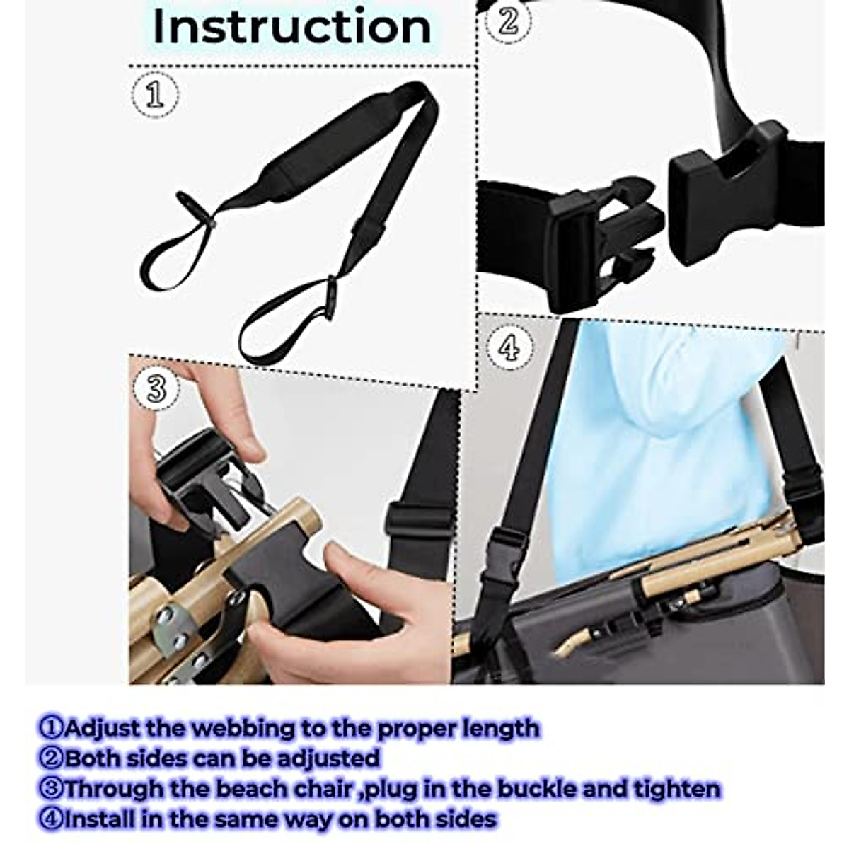 3 Pack Adjustable Carry Strap for Beach Chair Folding Beach Chair for Carry Strap Universal Shoulder Strap for Beach Chair Camping Scooter Bikes Backpacking Picnics Outdoor and Other Items