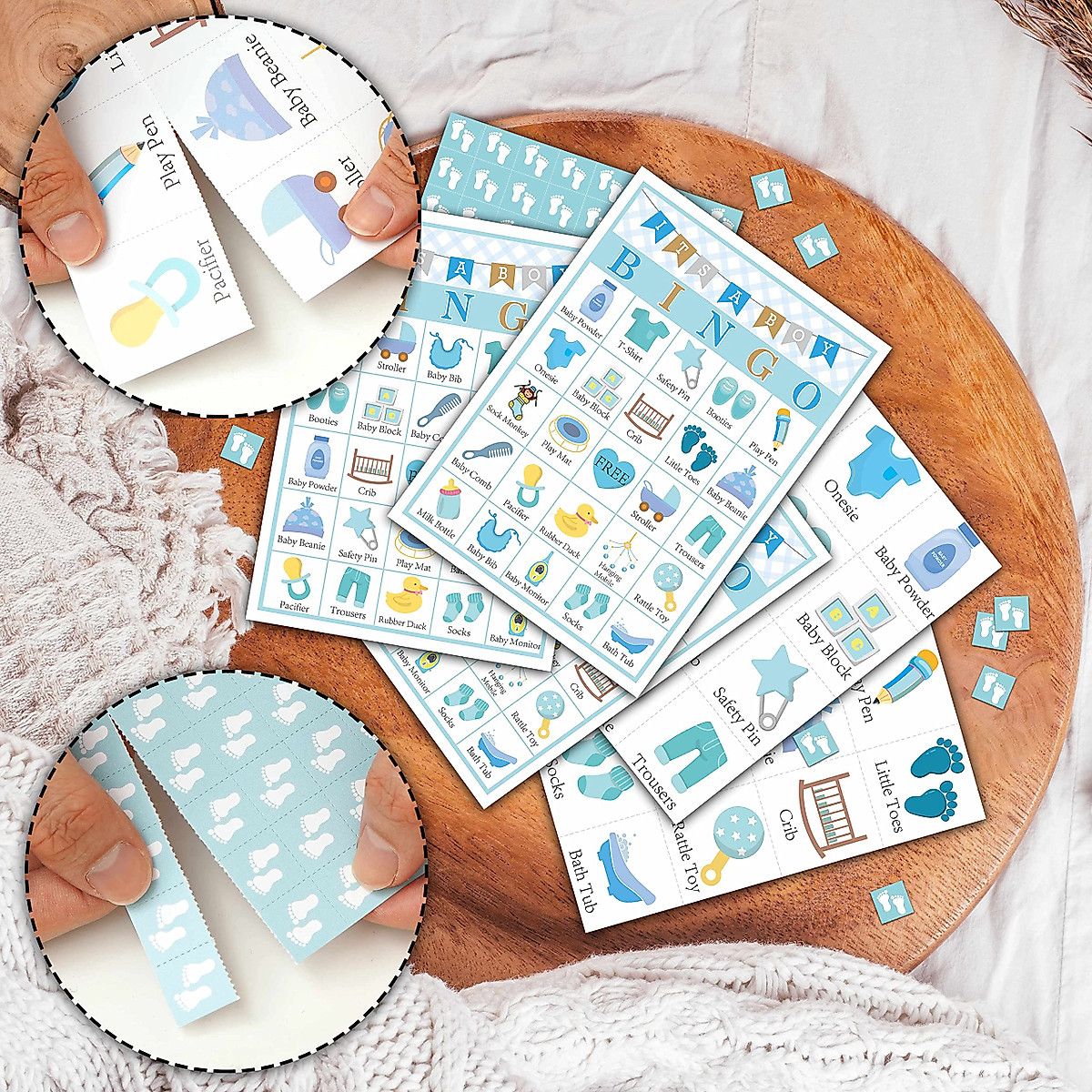 Baby Shower Bingo Games, Baby Bingo for Baby Shower, Baby Boy Bingo Game, Gender Reveal Games, Baby Shower Decorations Favors, 24 Players Bingo Games for Baby Shower, Gender Reveal Party (A01)