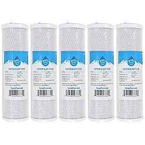 5-Pack Replacement for Compatible with Everpure CGS-10 EV910010 Activated Carbon Block Filter - Universal 10 inch Filter Compatible with EVERPURE CGS-10 SINGLE SERIES 10" HOUSING - Denali Pure Brand