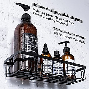 Shower Shelf for Inside Shower Adhesive Shower Caddy Soap Holders and Hooks No Drilling Shelves Bathroom Storage, Stainless Steel Organizer Wall Mount Toilet Storage Accessories Rustproof 4 sets