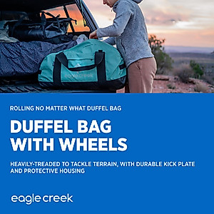 Eagle Creek No Matter What 130L Rolling Duffle Bag with Wheels, Padded Handle, Removable Shoulder Strap, and Quick-Access Front Pocket, Collapsible, Slate Blue