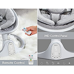 BabyBond Baby Swings for Infants, Bluetooth Infant Swing with Preset Lullabies, 5 Point Harness Belt, 5 Speeds and Remote Control - Portable Baby Swing for Indoor and Outdoor (New Version)