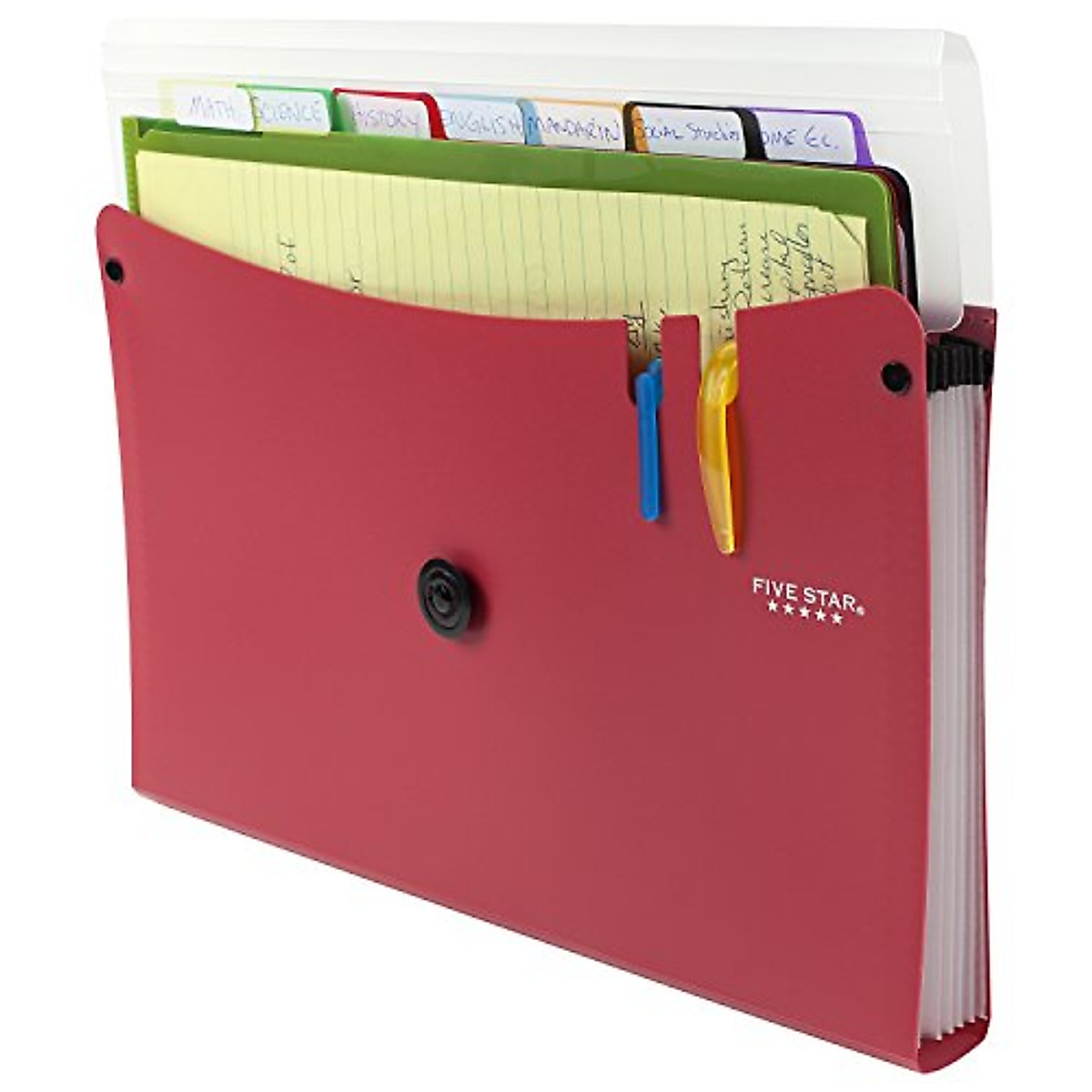 Five Star Expanding File with Removable Files, 7-Pocket Expandable File Folder, 13" x 10-1/4", Red (73944)