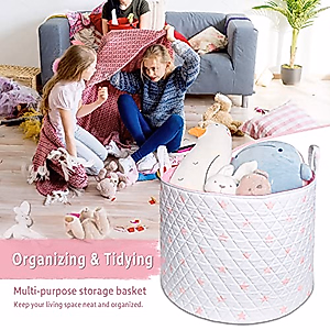 Lulumoon Large Pink Storage Basket Baby Laundry Basket, 17.7" x 15.7"