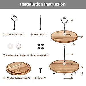 Cupcake Stand, Othran Tiered Tray Stand 2 Tier Wood Tiered Serving Tray Cupcake Tower Wooden Cupcake Stand for Farmhouse Wedding, Birthday, Tea Party, Baby Shower, Kitchen Decor