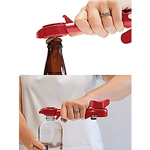 Kuhn Rikon Auto Safety Master Opener for Cans, Bottles and Jars, 9 x 2.75 inches, Red