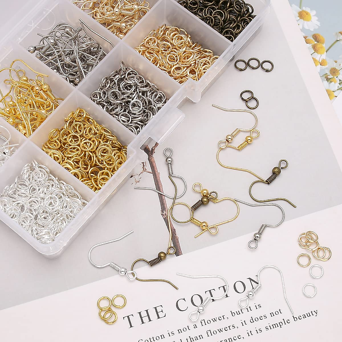 iminoo Earring Hooks,Hypoallergenic Earring Hooks Kit Included Fish Earring Hooks, Jump Rings for DIY Jewelry Making Supplies Accessories