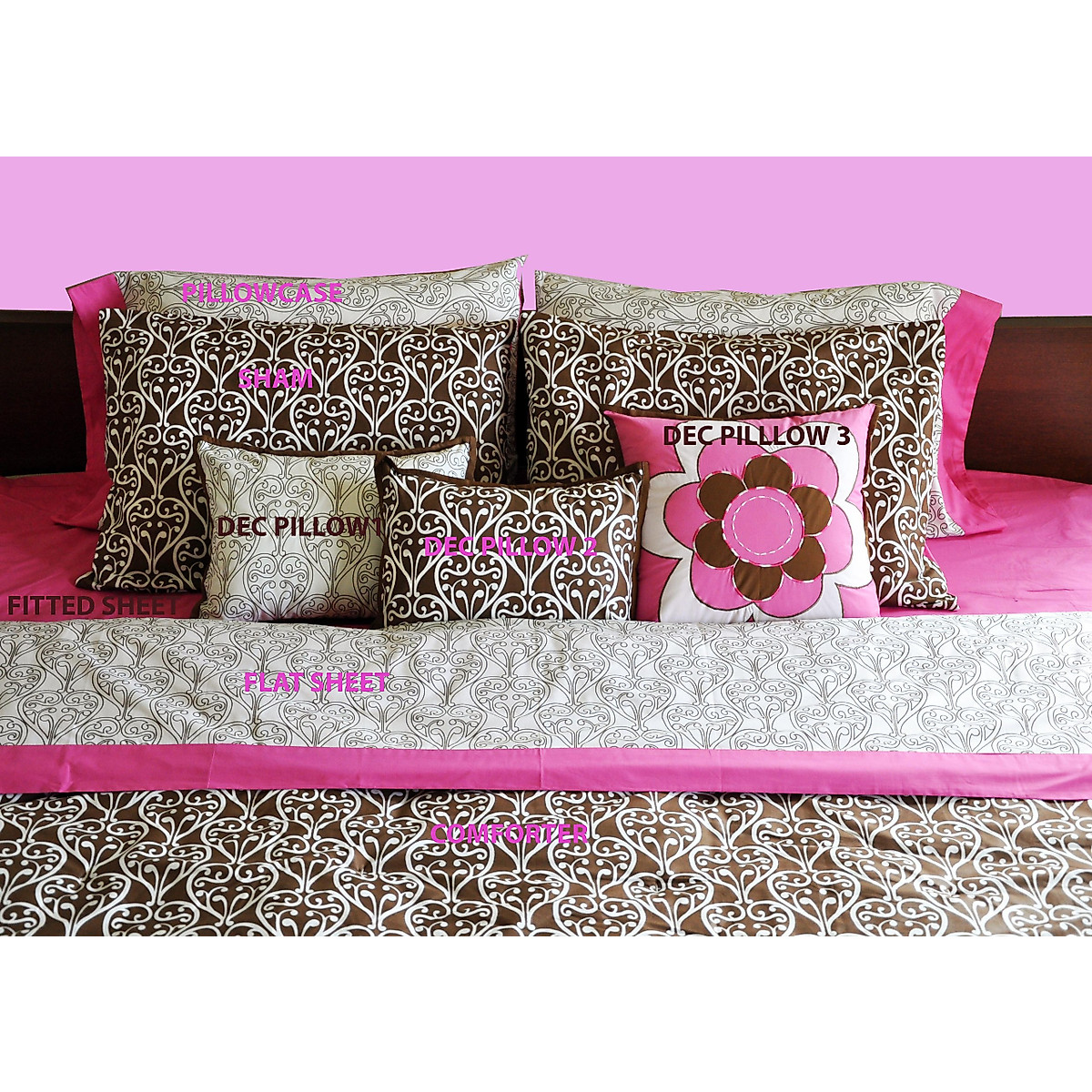 Bacati - Damask Pink/chocolate Hamper