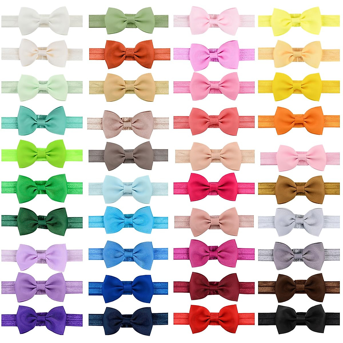 WillingTee Baby Girls Headbands Tiny Bows 2.75" Grosgrain Ribbon Hair Bow Hair Band Hair Accessories for Baby Girls Infants Toddlers Kids Newborns