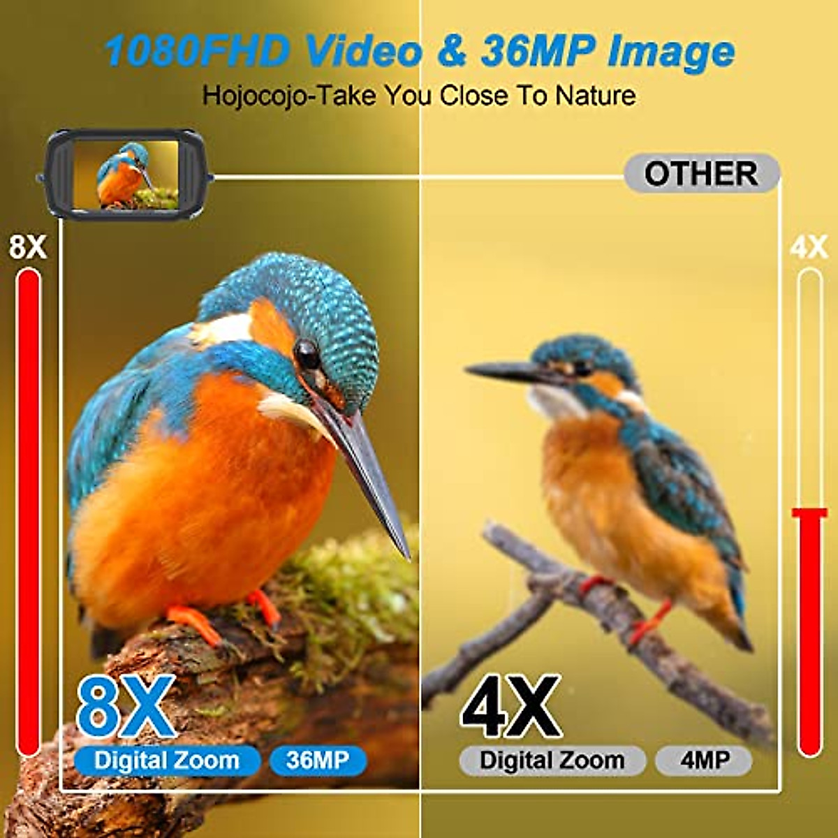 Hojocojo Mini Night Vision Goggles - Exclusive - Rechargeable Infrared Binoculars 2.4" IPS Screen 1312FT Viewing Distance in Dark Tactical Gear for Hunting, Save Photo and Videos, Easy to Use for Men