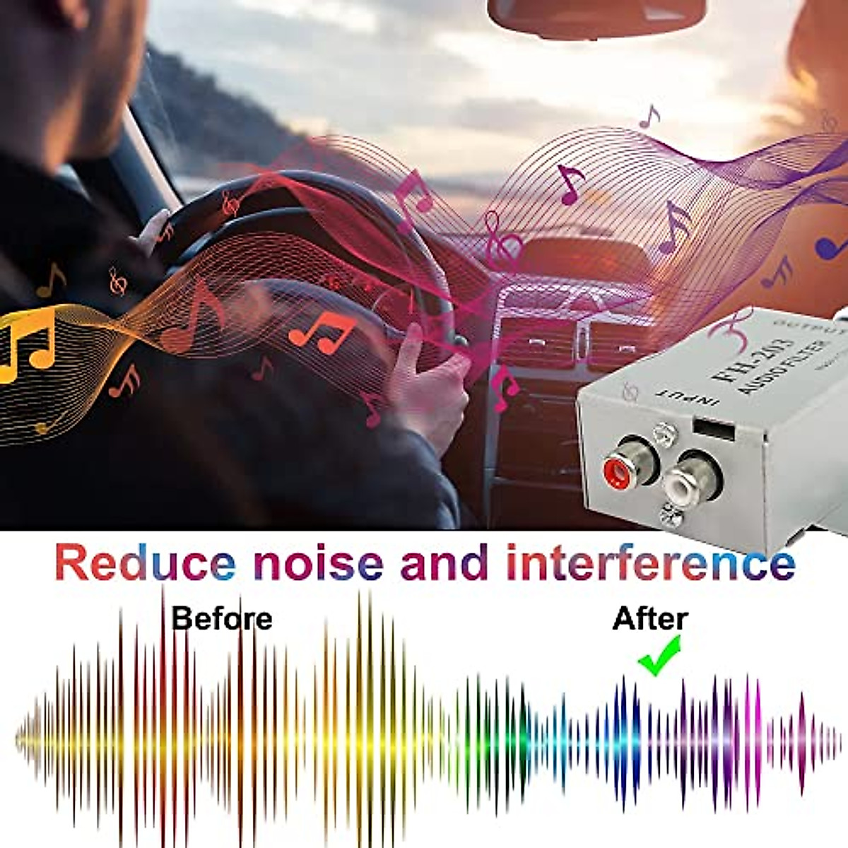 Car Audio Noise Isolator Filter - RCA Ground Loop Noise Suppressor