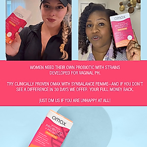 Omax Health Prebiotics and Probiotics Complex for Women, pH Balance, Vag Health, Urinary Tract, Yeast & BV Prevention, Lactobacillus & Bifidobacterium | Vegan, Organic, Gluten Free