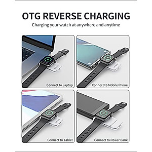 Portable Watch Charger for Apple Watch - ANPULES USB C & USB A iWatch Charger [OTG] for Travel, 2 in 1 Magnetic Wireless Charger for Apple Watch Series Ultra 2/Ultra 9 8 7 SE 6 5 4 3 2 1 (White)