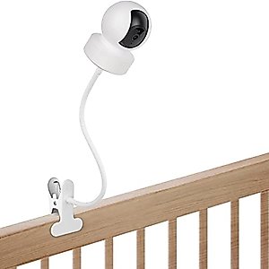 Baby Monitor Clip Mount for Kasa Indoor Pan/Tilt Smart Security Camera EC70 and KC410S, Flexible Gooseneck Baby Monitor Holder for Crib Without Tools or Wall Damage - White