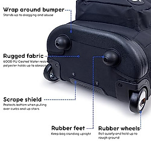 J World New York Sundance Rolling Backpack Girl Boy Roller Bookbag, Black, 20 Inch