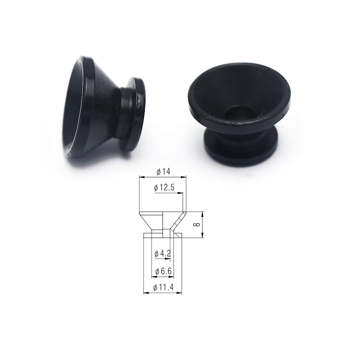 Metallor Guitar Strap Buttons Metal Guitar Strap Locks End Pins with Mounting Screws for Folk Acoustic Electric Guitar or Bass Ukulele Set of 2Pcs Bell Style. (Black)