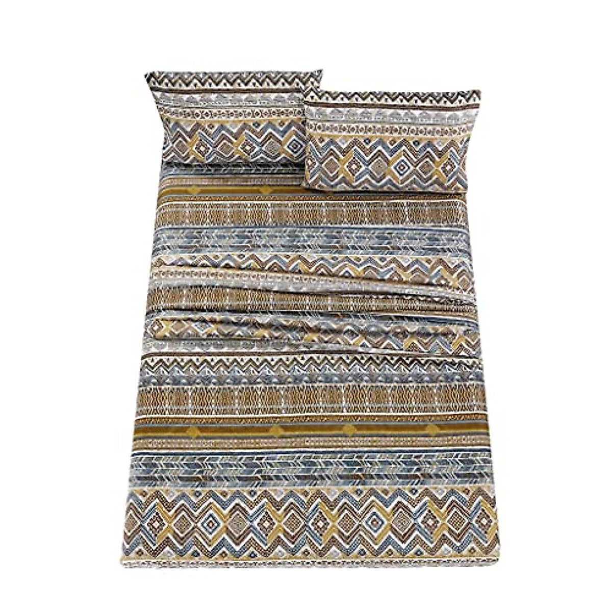 Chezmoi Collection 4-Piece Southwestern Native Tribal Boho Multi-Color Microfiber Printed Bed Sheet Set, King Size