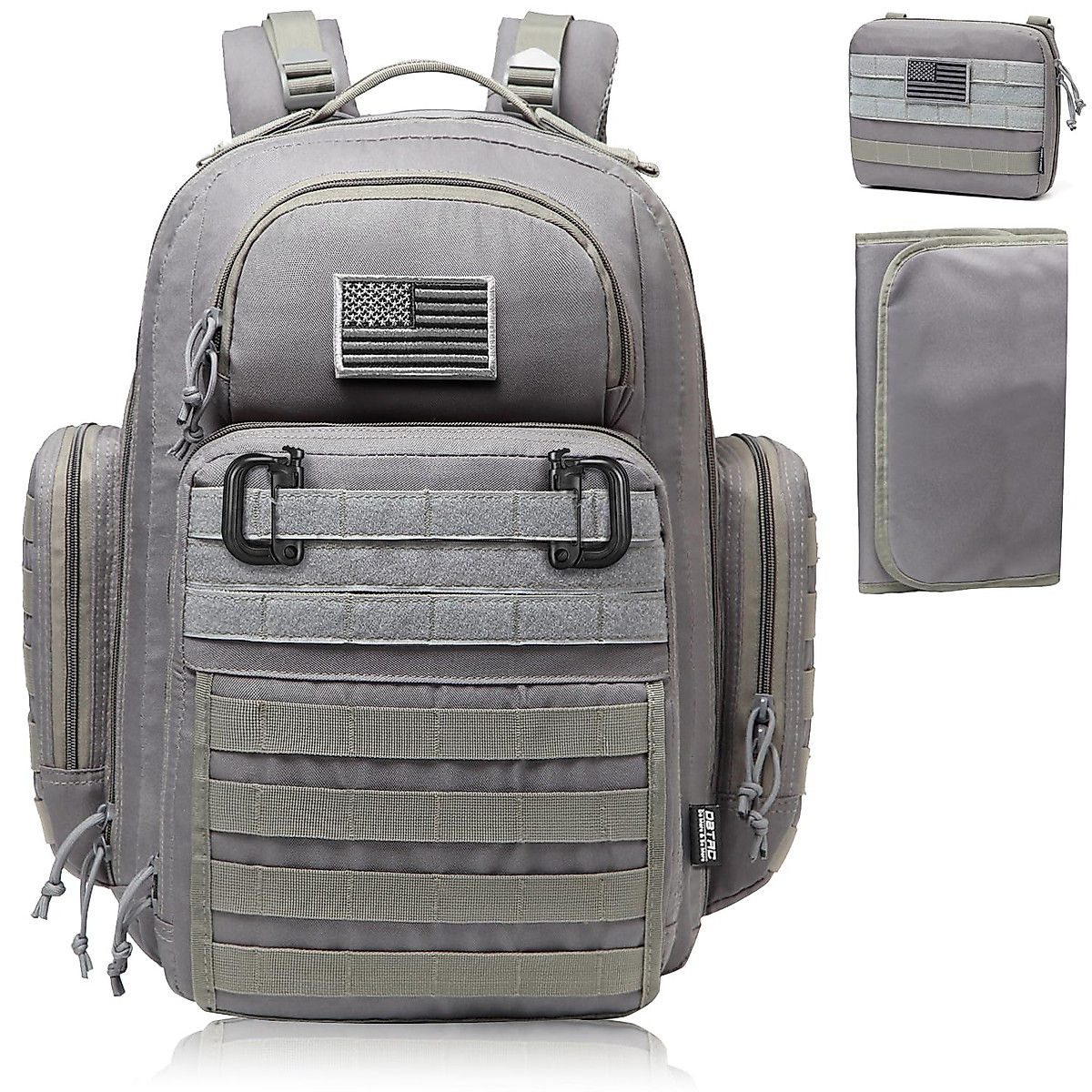 Diaper Bag Backpack for Dad, DBTAC Large Baby Nappy Bag for Men w/Changing Mat, Insulated+Wipe Pockets, Stroller Straps, Grey