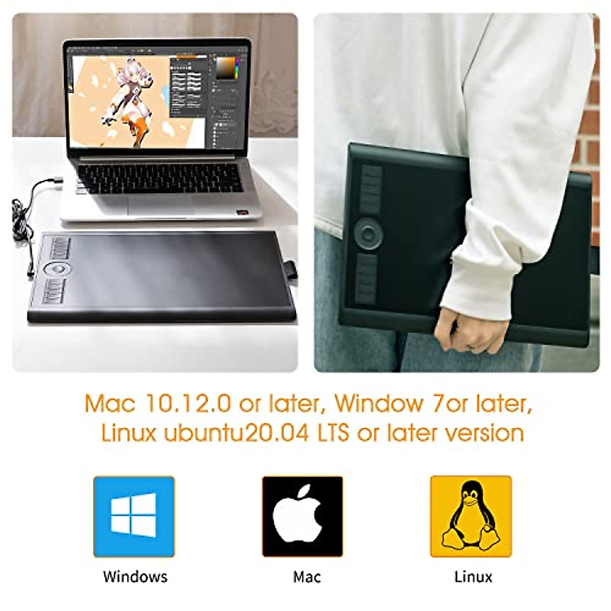 GAOMON M10K 10 x 6.25 Inches Graphic Drawing Tablet with 8192 Levels Battery-Free Stylus and 10 Customizable Hot-Keys for Digital Drawing & OSU & Online Teaching-for Mac&Windows