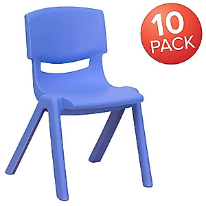 Flash Furniture 10 Pack Blue Plastic Stackable School Chair with 12'' Seat Height