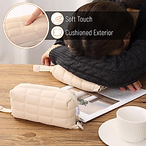 Mr. Pen- Large Capacity Pillow Pencil Case, Beige Pencil Pouch, Pencil Bag, Pen Case, Pen Pouch, Pen Bag, Pencil Pouches, Pencil Bags, School Pencil Case, College Pencil Case, Makeup Pouch