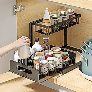 Under Sink Organizer and Storage 2 Tier Sliding Cabinet Basket Drawer Shelf Under Cabinet Storage for Bathroom Living Room