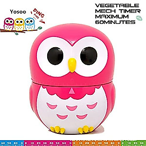 Cute Owl Shape Kitchen Manual Timer Mechanical Home Cooking Counters Clock Alarm Clock Portable Alarm Clock Kitchen Cooking Tool(Rose)