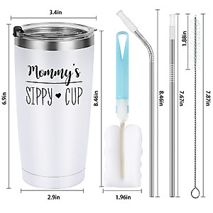 Daddy’s and Mommy’s Sippy Cup Travel Tumbler Set, Father’s Day Christmas Gifts for New Parents Dad Mom Papa Mama Anniversary, Insulated Stainless Steel Travel Tumbler with Straw(20oz, Black and White)