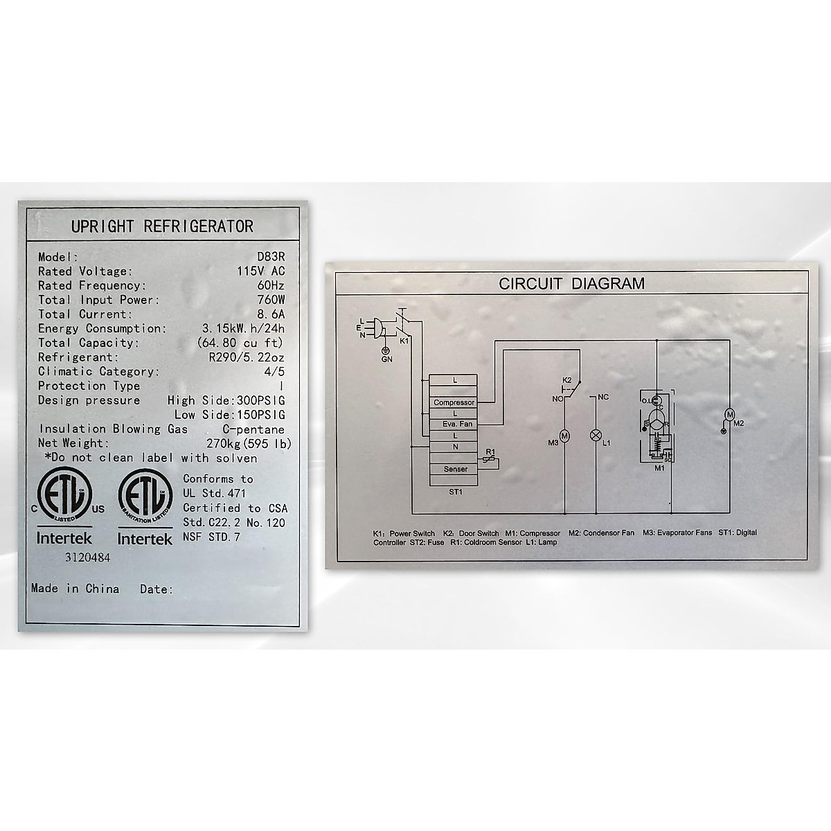 Elite Kitchen Supply Commercial Reach In Refrigerator, ETL NSF 3 Door Fridge Cooler Merchandiser, 83" W 64 cu.ft. Stainless Steel Interior