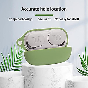 Soft Silicone Protective Case Cover Compatible with JBL Tune 130NC TWS True Wireless Earphones Shockproof Portable Cover with Carabiner（Black）