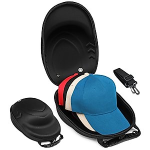 SLINRKE Hat Travel Case - Hard Hat Case for Baseball Caps, Hat Carrier Case with Carrying Handle & Shoulder Strap, Hat Organizer Protects Up To 6 Hats - Perfect for Traveling & Home Storage