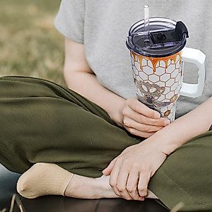 Gome Queen Bee 40 oz Tumbler with Handle - Stainless Steel Cup with Straw - Insulated Coffee Mug with Lid - Queen Bee Birthday Gifts for Women - Hand Wash Only