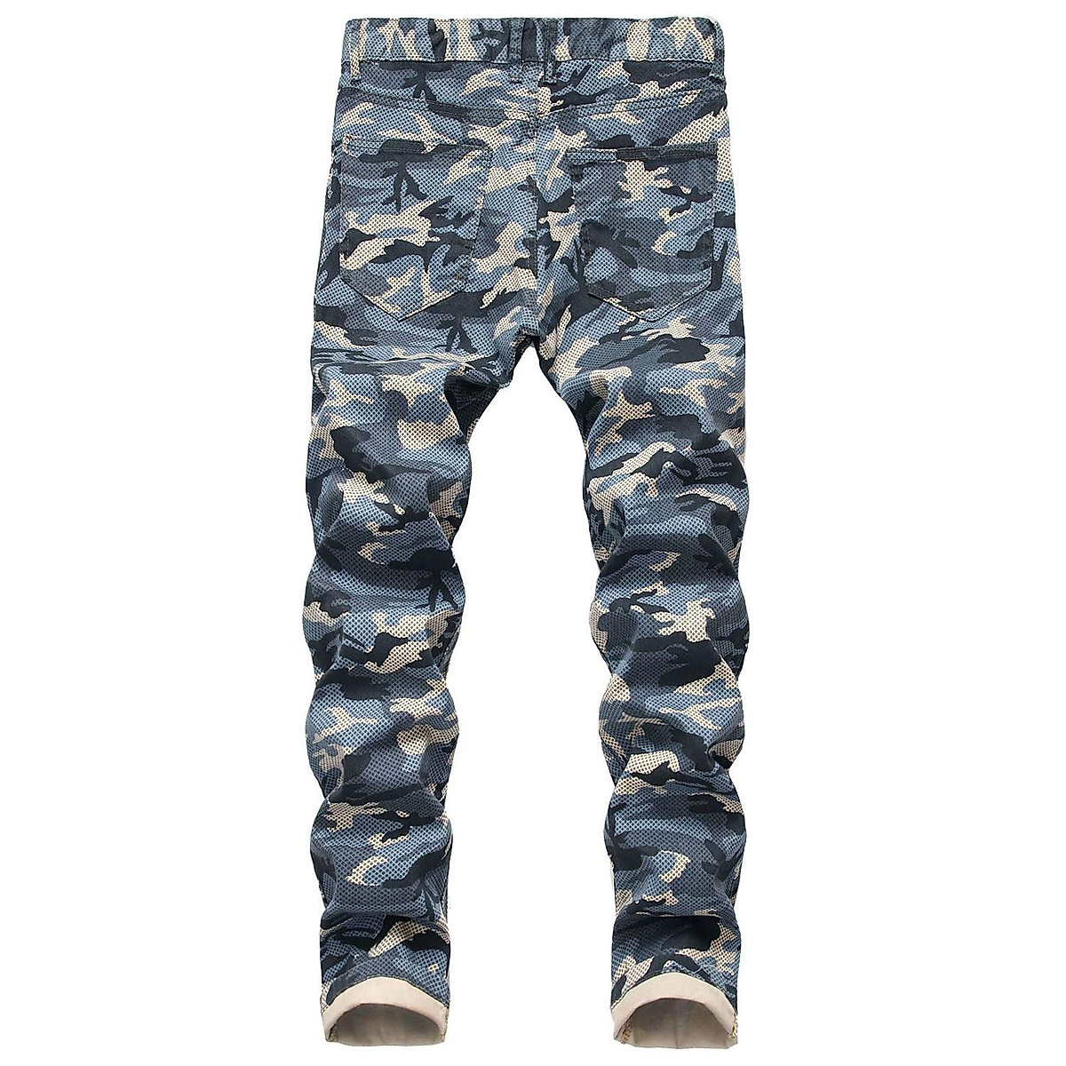 Camo Denim Jeans for Men Moto Biker Slim fit Stretch Jeans Camouflage Skinny Cargo Pants Military Army Combat Pants (Camouflage 1,34)