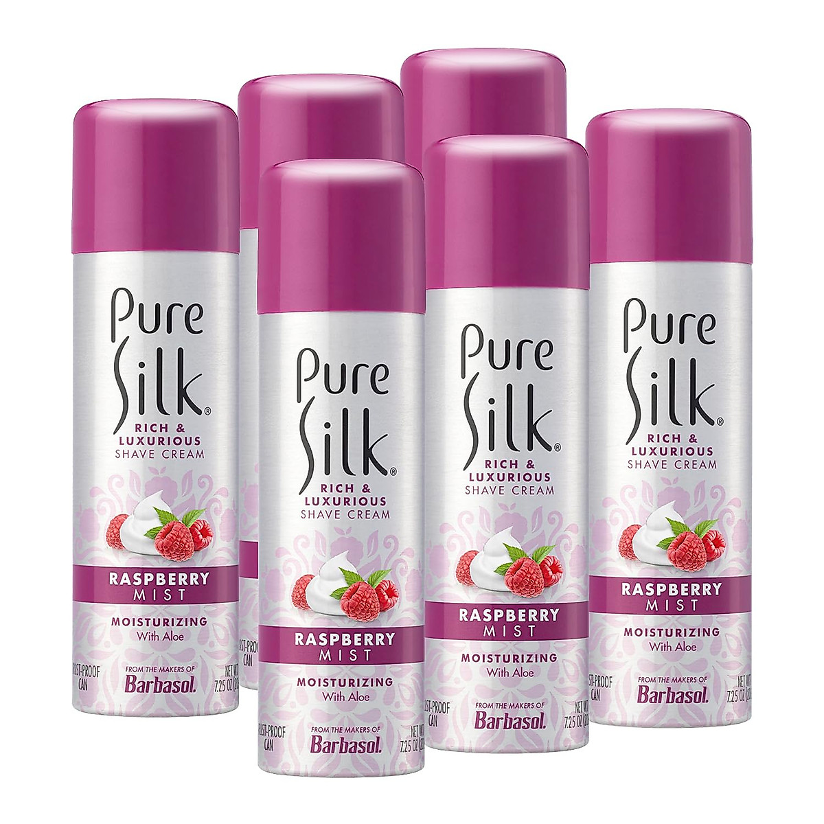 Pure Silk Raspberry Mist Spa Therapy Shave Cream for Women, 7.25 Oz, Pack of 6