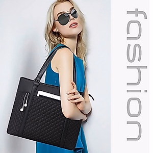 Women Laptop Tote Bag for Work Quilted Teacher Handbag Purse Shoulder Messenger Bag Lightweight Laptop Bag for 15.6 Inch