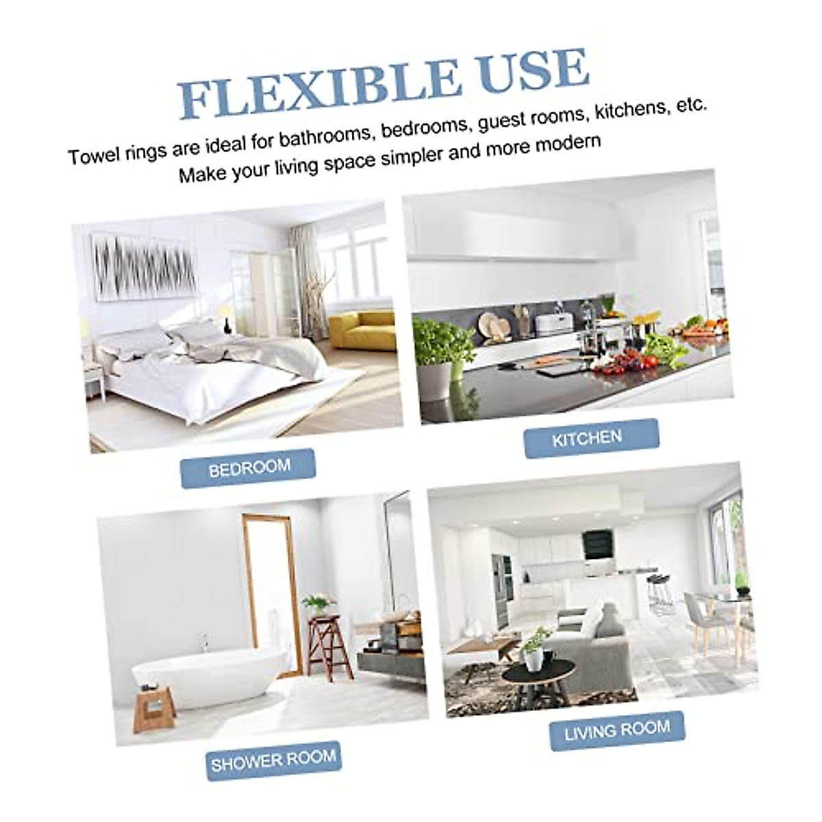 DOITOOL Hand Towel Holder for Wall Mount Bath Storage Kitchen Duty Square Stainless Heavy Towel Hand Steel Bathroom Room Laundry Round Rack Ring Modern Toilet Hanger Holder Towel Holder