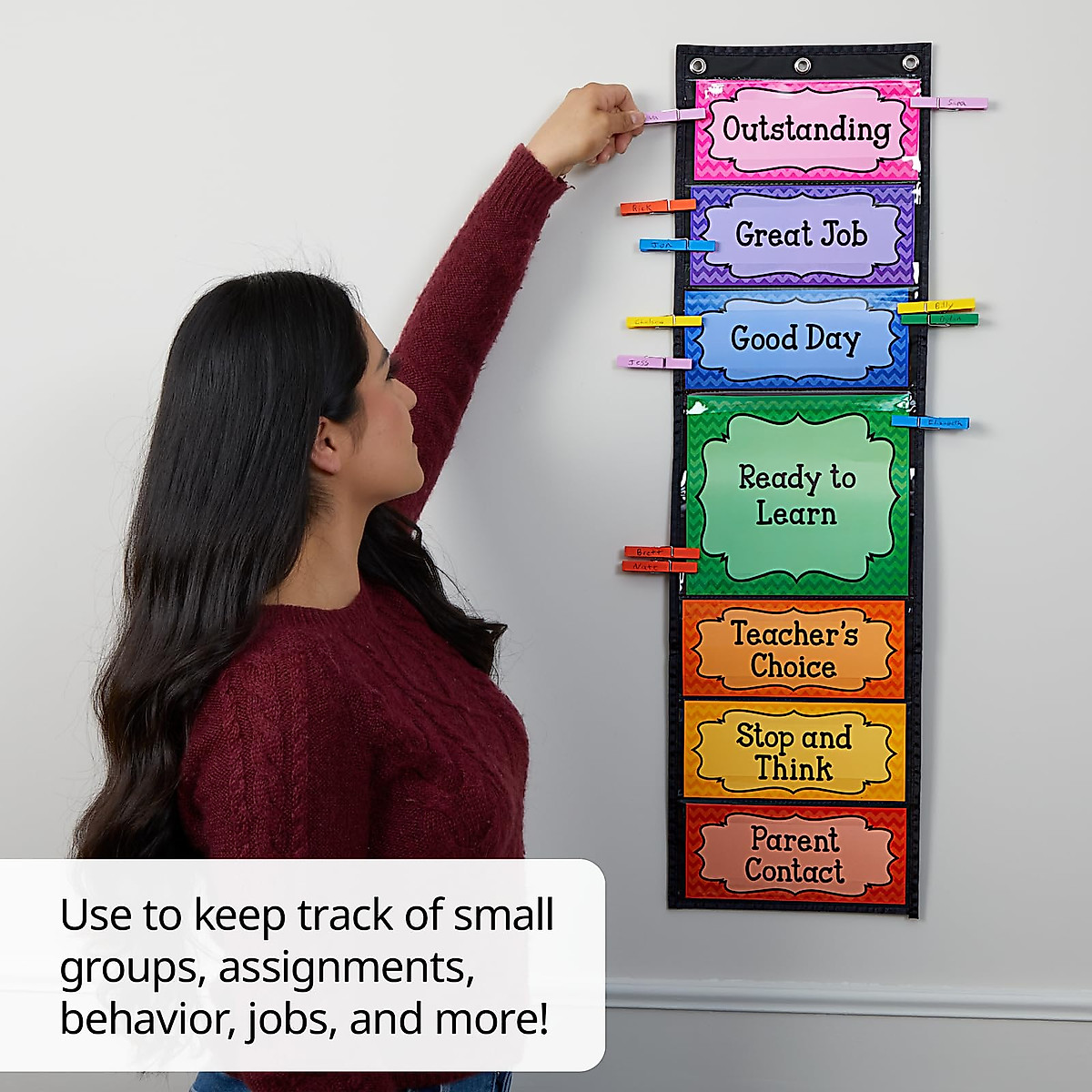 Really Good Stuff Classroom Management Rainbow Clothespins - 6 Colors