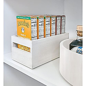 iDesign Renewable Paulownia Wood Collection Storage Bin with Handles, 10" x 5" x 4", White Wash