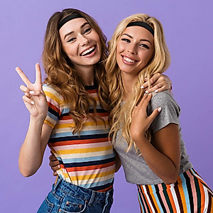 anezus 16 Pcs Satin Headbands Bulk 1 Inch Anti-slip Black Ribbon Hair Bands Plain Hard Headbands for Women Girls DIY Craft Hair Accessories (Black)