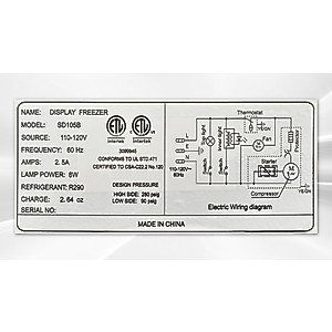 Commercial Freezer Glass 1-door 17" 105L Upright Narrow NSF -15°F to 5°F slim display merchandiser restaurant SD-105B