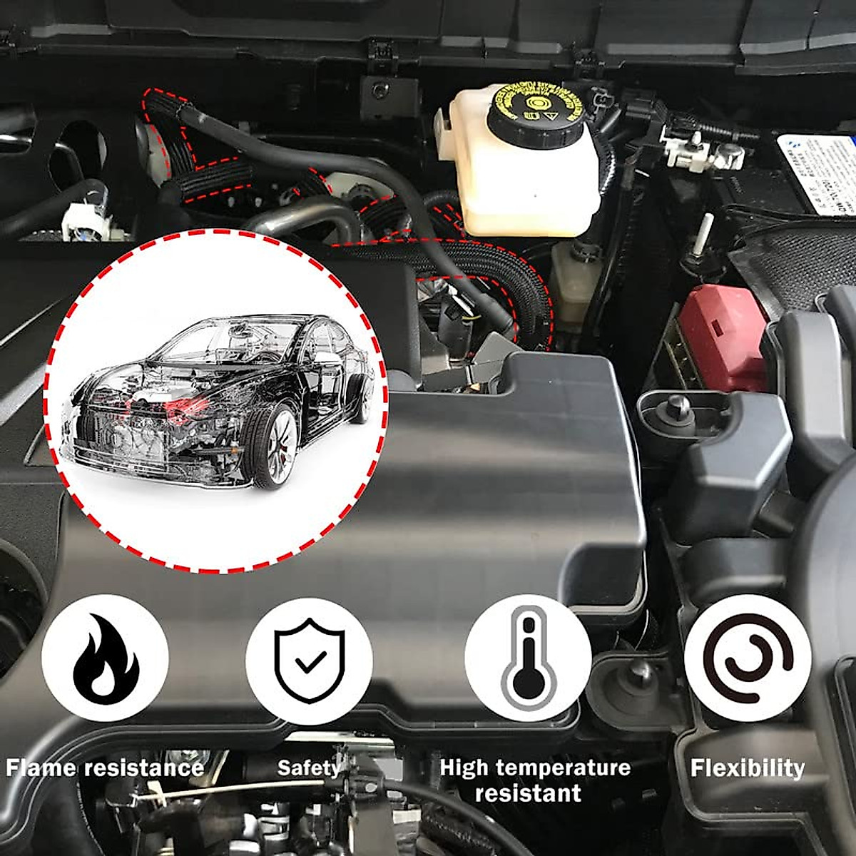 Aibole 25ft-1/4 inch PET Expandable Braided Cable Sleeve Wire Loom, Wire Sleeving for Home Device Cable Automotive Wire and Engine Bay-Black