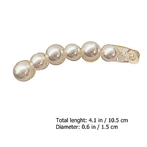 Generic Pearl Hair Clip Banana Hair Clips Ponytail Holder Thick Fine Hair Clip French Barrettes Jaw Clips for Women and Girls White