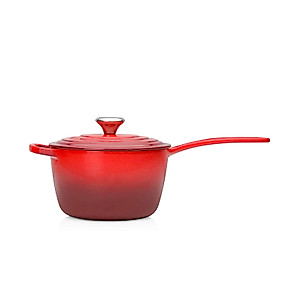 Le Creuset 8 Piece Multi-Purpose Enameled Cast Iron with SS Knobs, Stoneware, and Toughened Nonstick PRO Fry Pan Complete Cookware Set - Cerise