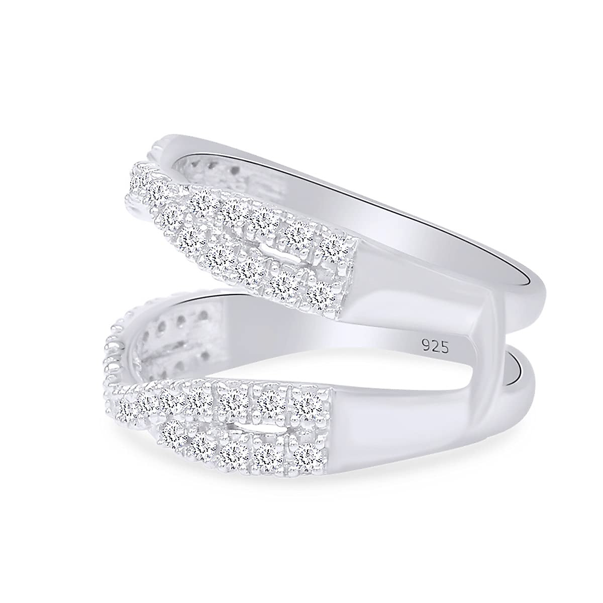 AFFY 1.00 Ct. Double Infinity Wedding Ring Guard Enhancer In 14k White Gold Plated 925 Sterling Silver with Cubic Zirconia Ring Size-7
