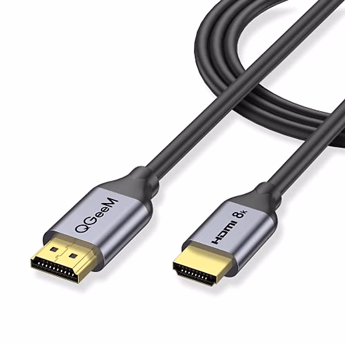 QGeeM 8K HDMI Cable 6FT 48Gbps Ultra High Speed HDMI Cord,Compatible with Apple TV,Roku,Samsung QLED,Sony LG,Nintendo Switch,Playstation,PS5,PS4,Xbox One Series X,Ultra HD HDMI 2.1 Cable