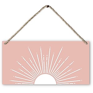 PHAMTE Sun Sunshine Decor, Boho Pink Sun Wall Art, Boho Pink Sun Sunrise Sunshine Printed Wood Plaque Sign Wall Hanging,Boho Sun Hanging Wall Art Signs For Bedroom Home Dorm Nursery Room Decor 12 x 6